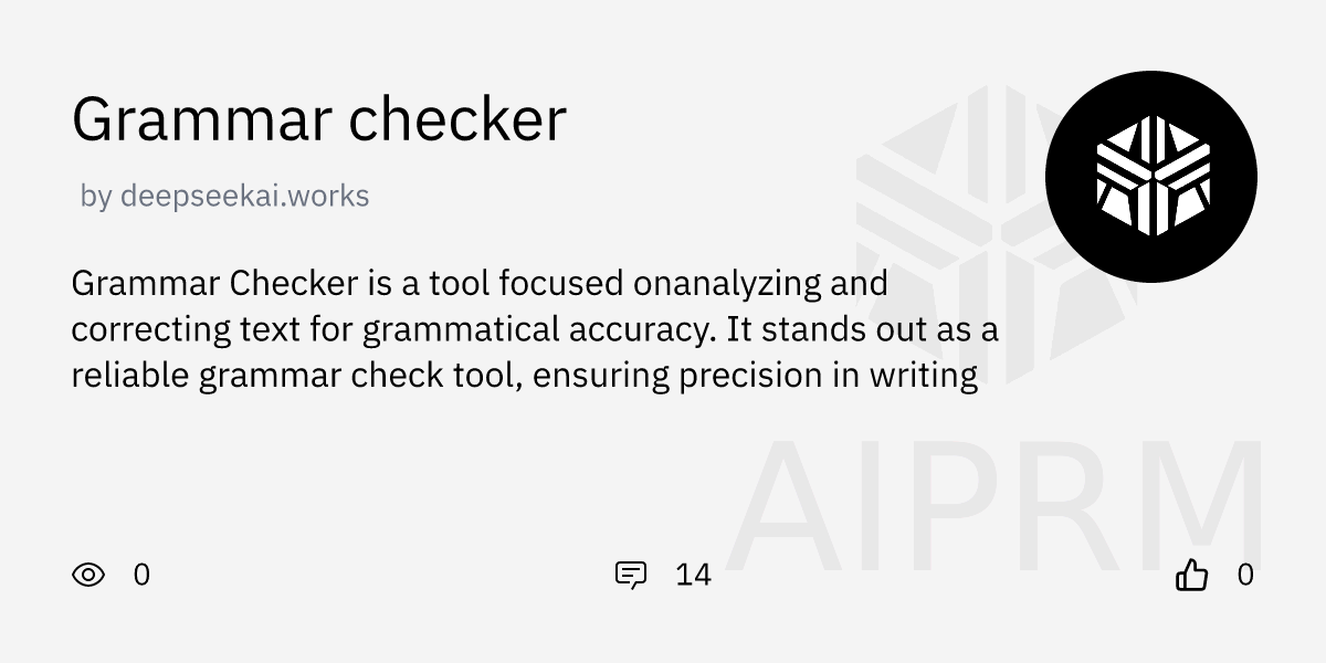 GPT "Grammar checker" by "deepseekai.works" - AIPRM for ChatGPT