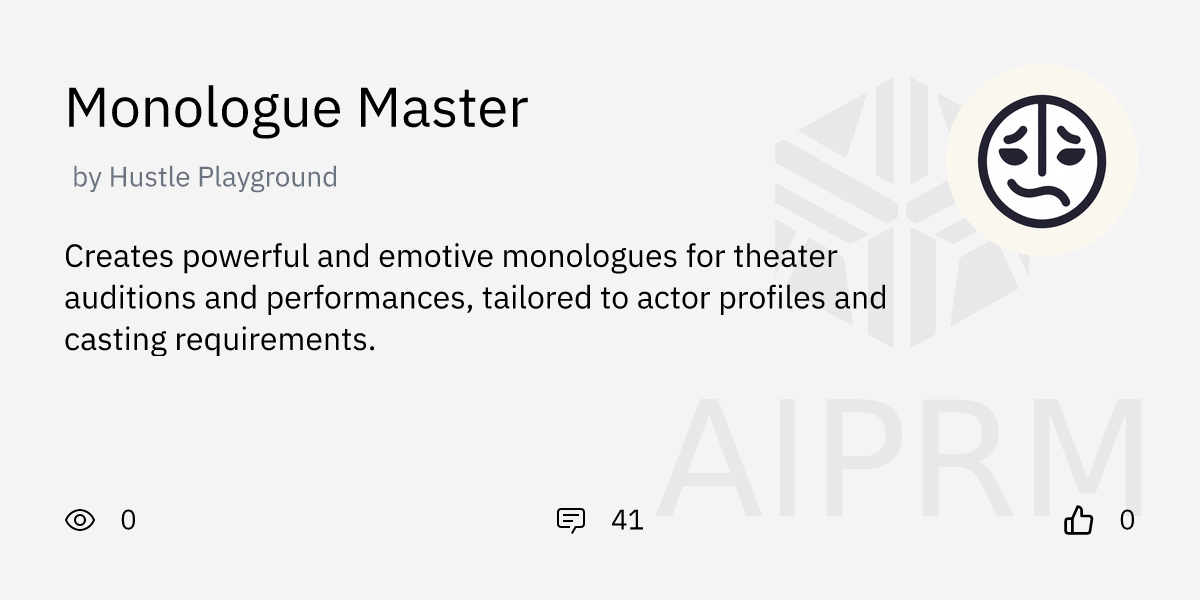 GPT "Monologue Master" by "Hustle Playground" - AIPRM for ChatGPT