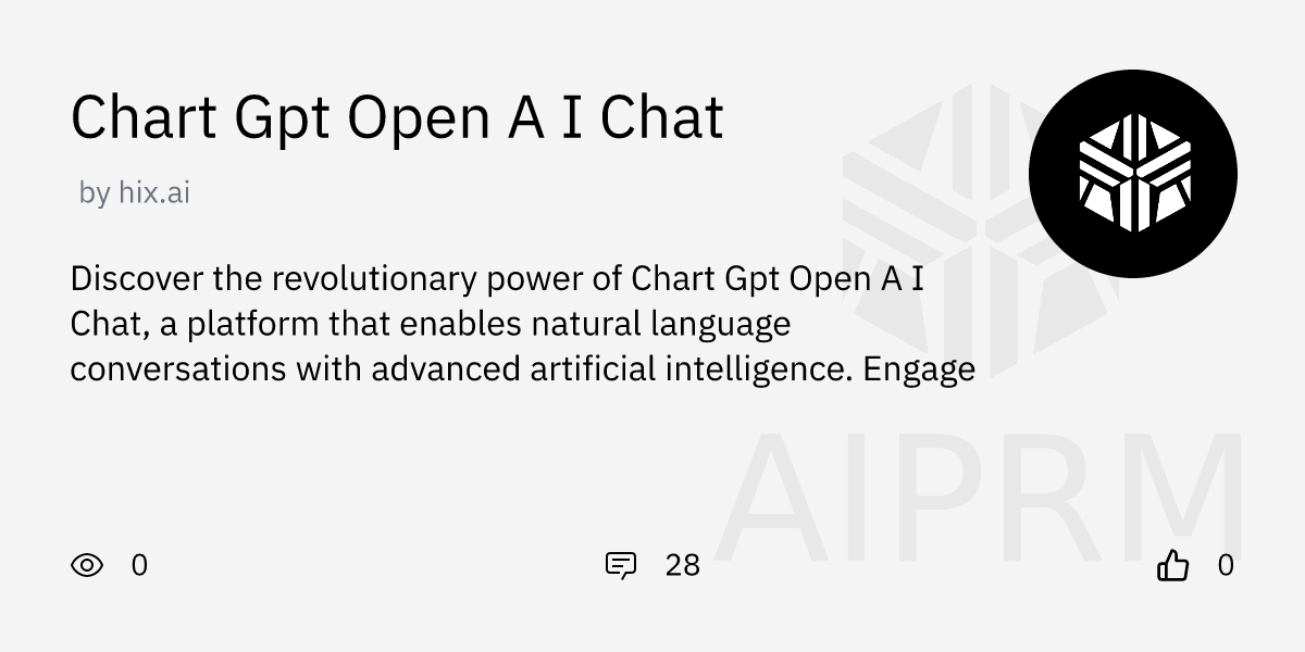 GPT "Chart Gpt Open A I Chat" by "hix.ai" - AIPRM for ChatGPT