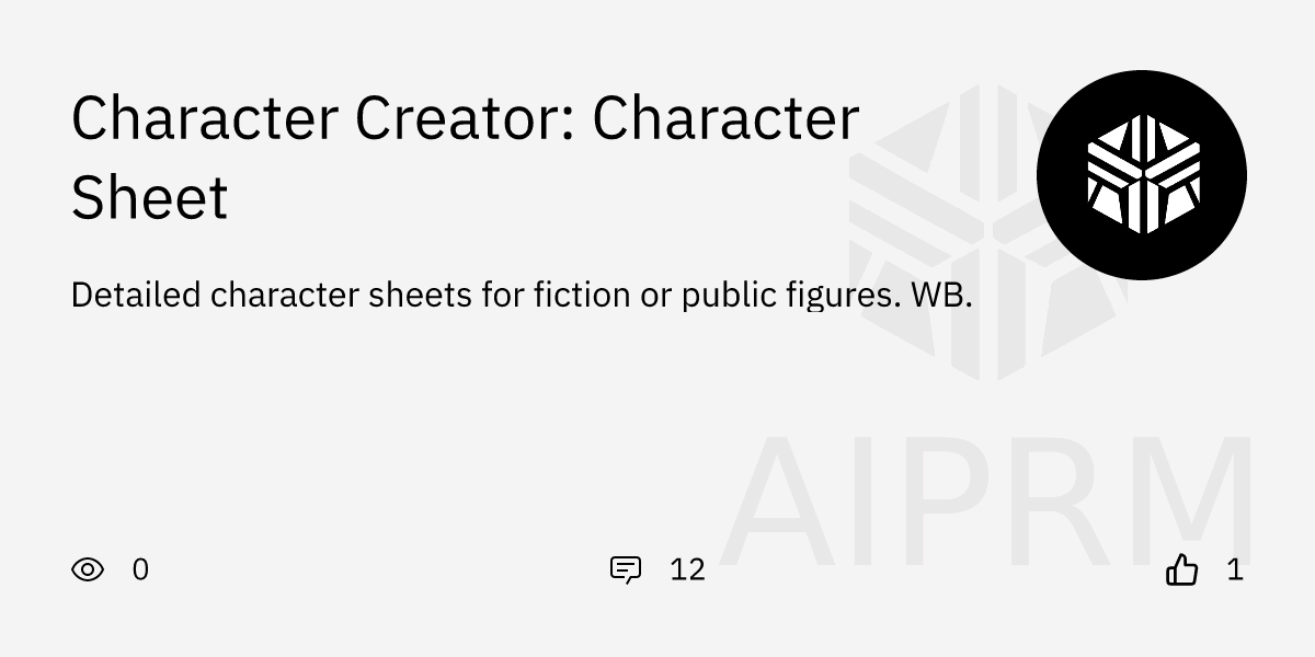 GPT "Character Creator: Character Sheet" - AIPRM for ChatGPT