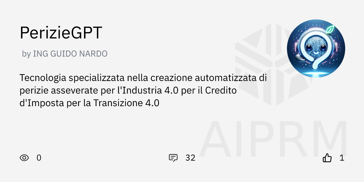 GPT "PerizieGPT" by "ING GUIDO NARDO" - AIPRM for ChatGPT