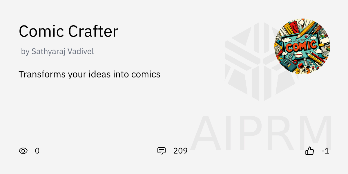 GPT "Comic Crafter" by "Sathyaraj Vadivel" - AIPRM for ChatGPT