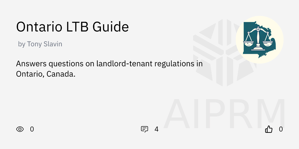GPT "Ontario LTB Guide" by "Tony Slavin" - AIPRM for ChatGPT