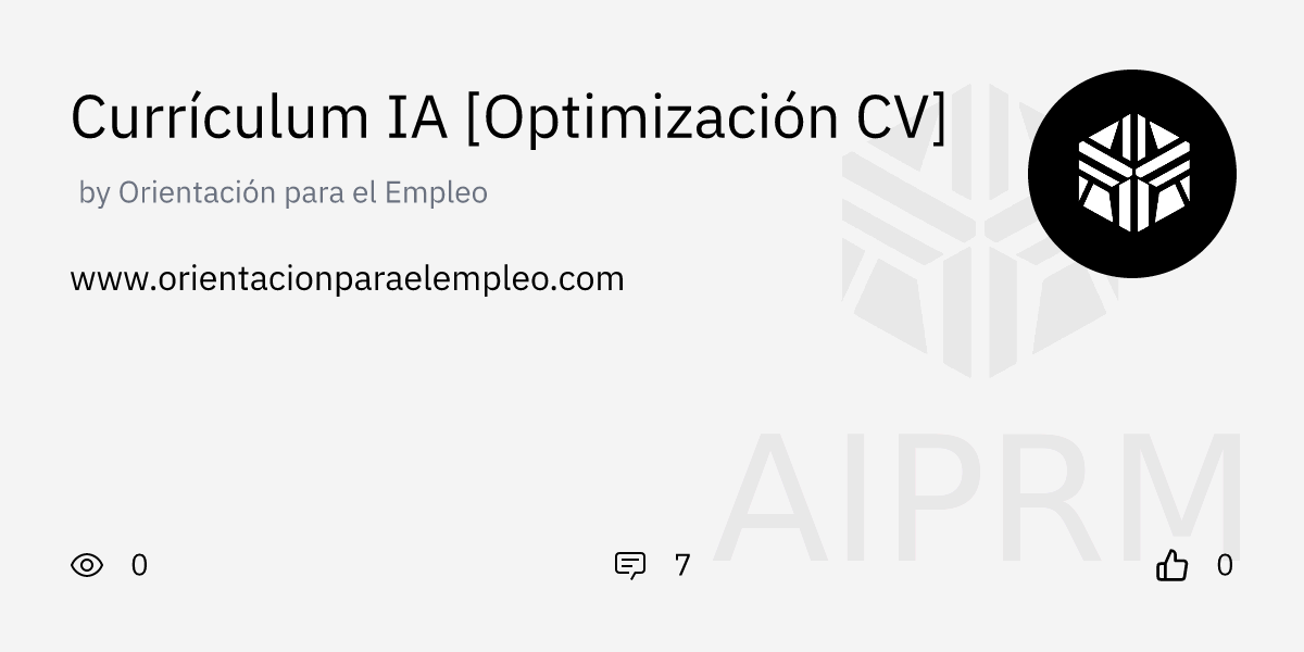 GPT "Currículum IA [Optimización CV]" by "Orientación para el Empleo ...