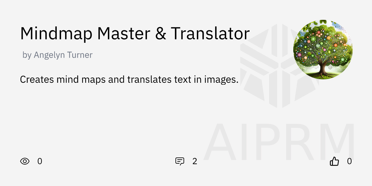GPT "Mindmap Master & Translator" by "Angelyn Turner" - AIPRM for ChatGPT