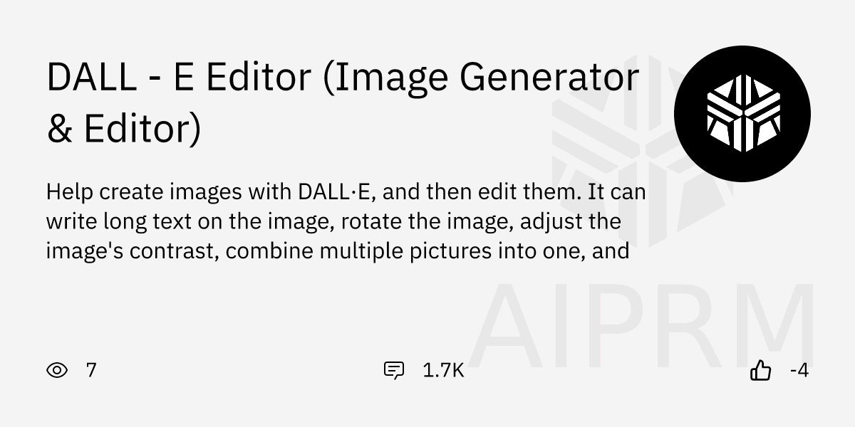 GPT "DALL - E Editor (Image Generator & Editor)" - AIPRM for ChatGPT