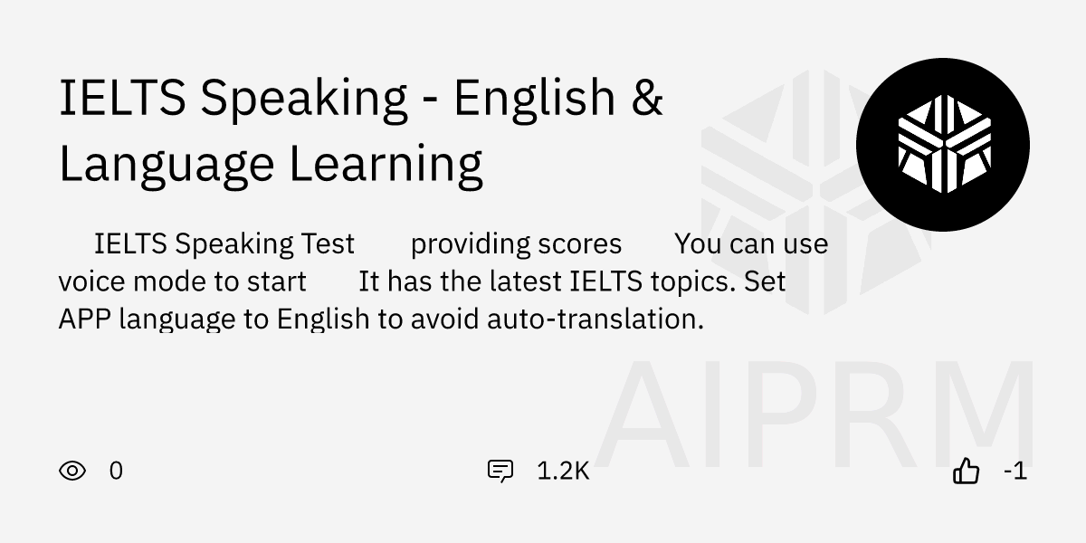 GPT "IELTS Speaking - English & Language Learning" - AIPRM for ChatGPT
