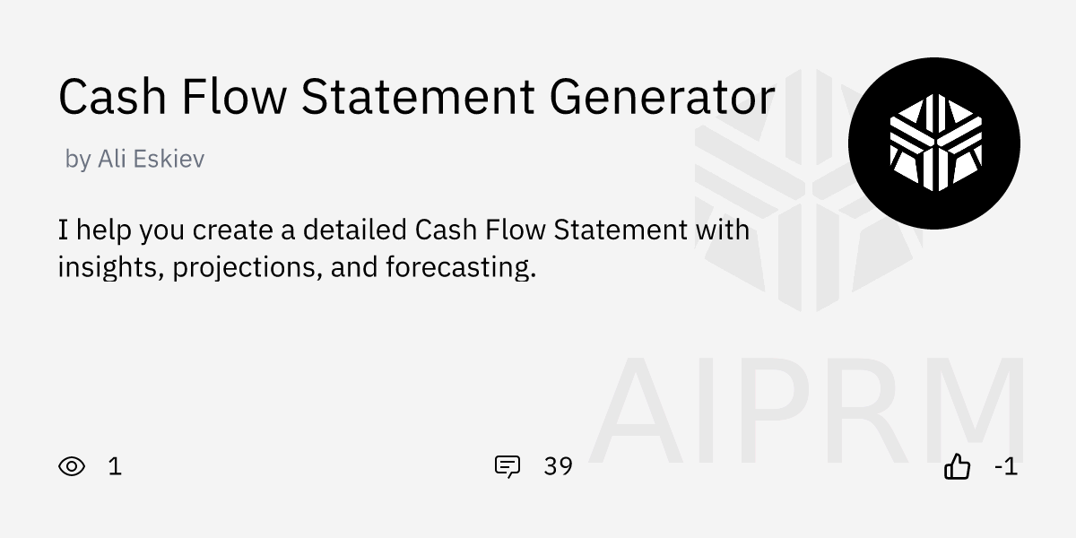 GPT "Cash Flow Statement Generator" by "Ali Eskiev" - AIPRM for ChatGPT