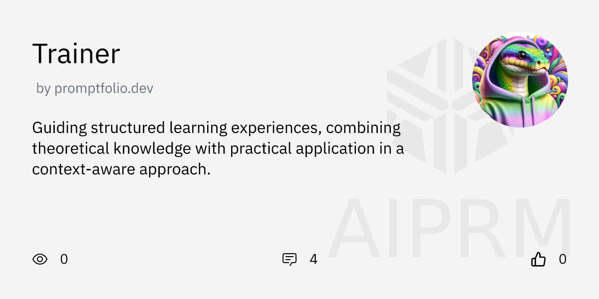 GPT "Trainer" by "promptfolio.dev" - AIPRM for ChatGPT