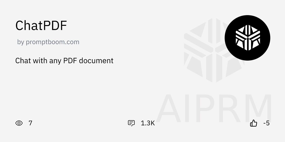 GPT "ChatPDF" by "promptboom.com" - AIPRM for ChatGPT