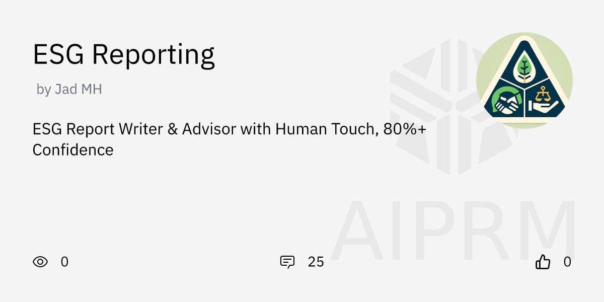 GPT "ESG Reporting" by "Jad MH" - AIPRM for ChatGPT