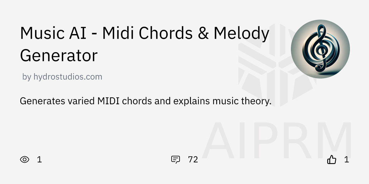 GPT "Music AI - Midi Chords & Melody Generator" by "hydrostudios.com ...