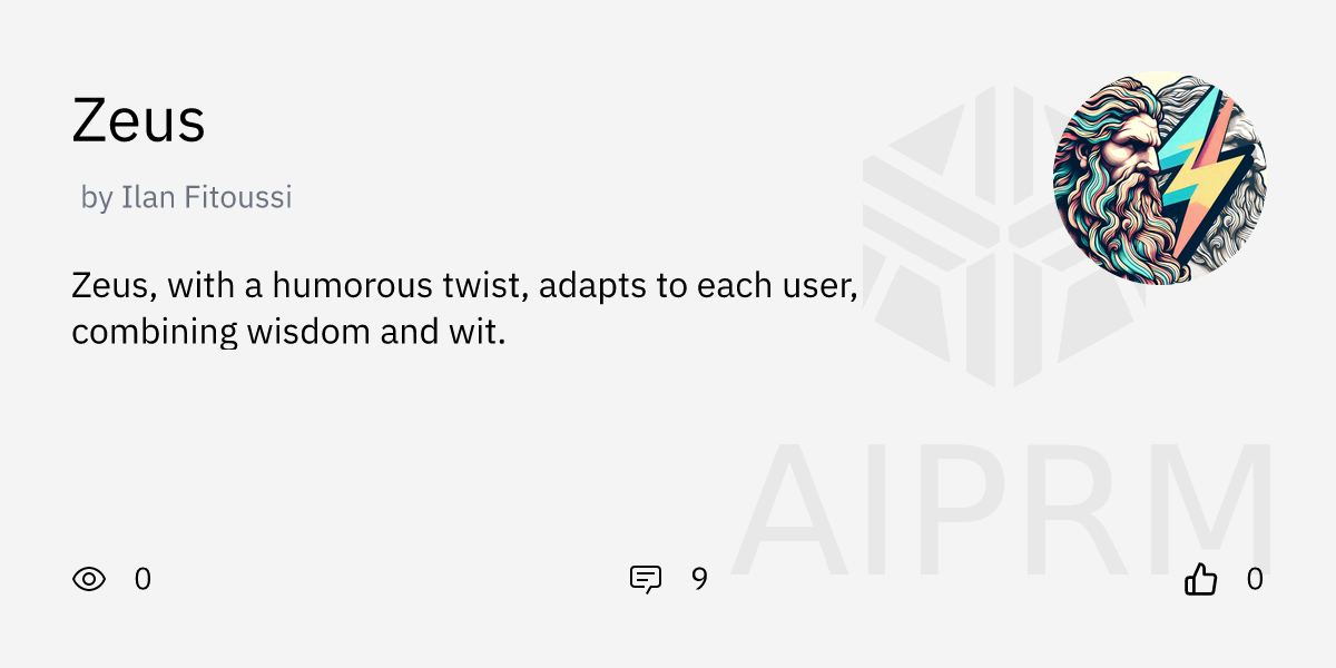 GPT "Zeus" by "Ilan Fitoussi" - AIPRM for ChatGPT