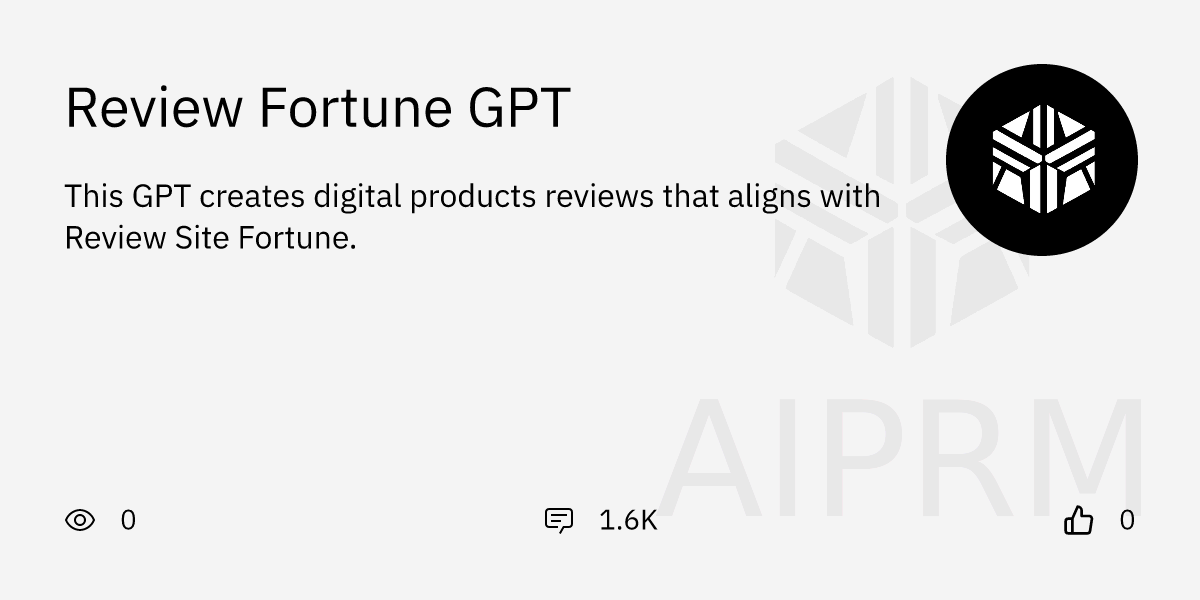 GPT "Review Fortune GPT" - AIPRM for ChatGPT