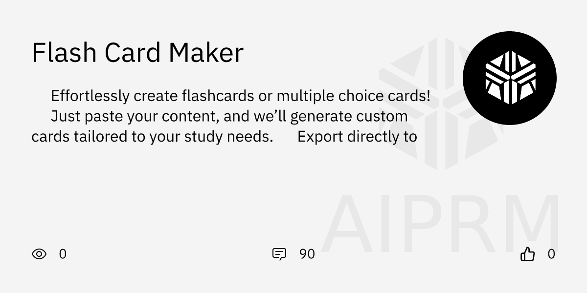 GPT "Flash Card Maker 📚 🚀" - AIPRM for ChatGPT