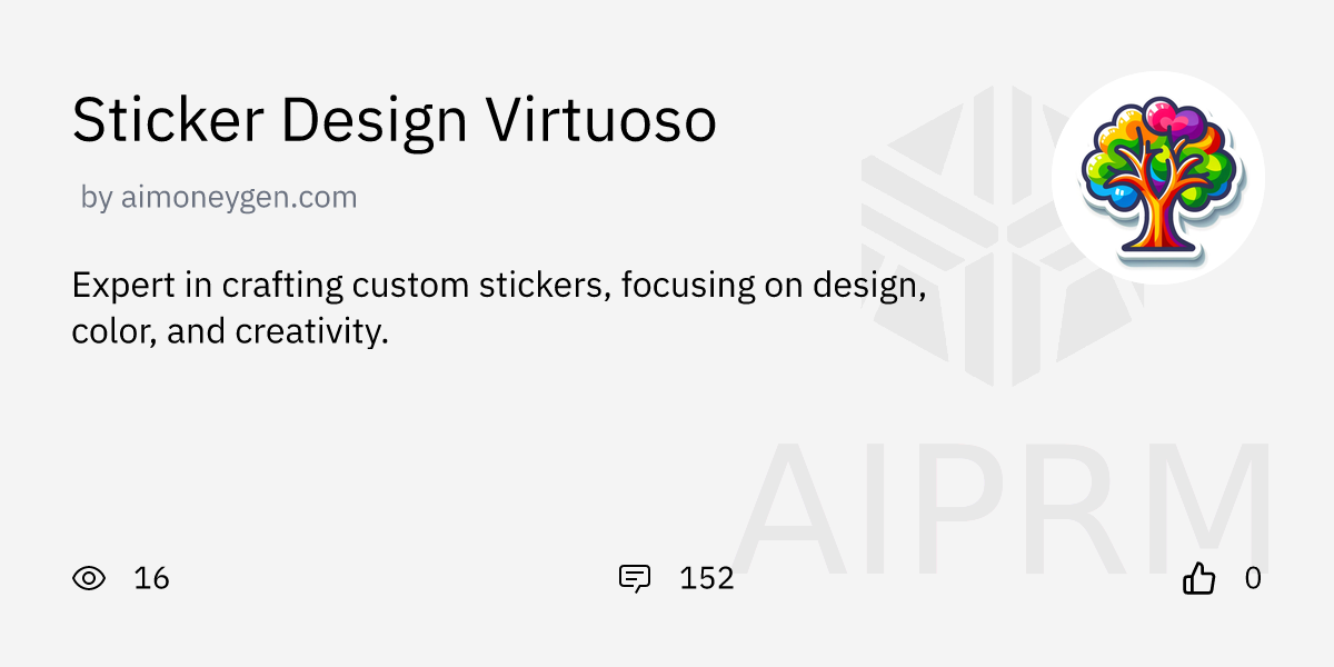 GPT "Sticker Design Virtuoso" by "aimoneygen.com" - AIPRM for ChatGPT