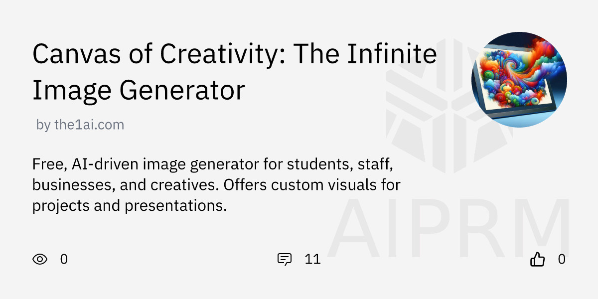 GPT "Canvas of Creativity: The Infinite Image Generator" by "the1ai.com" - AIPRM for ChatGPT