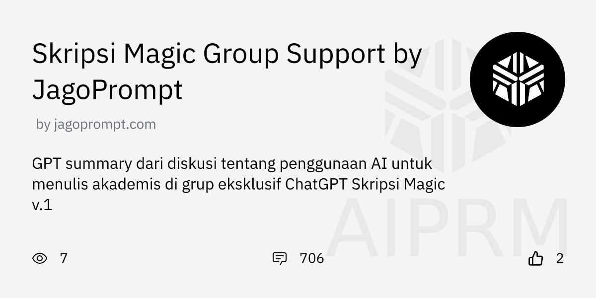 GPT "Skripsi Magic Group Support by JagoPrompt" by "jagoprompt.com" - AIPRM for ChatGPT