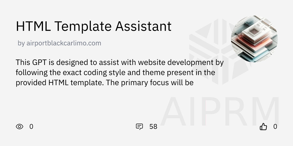 GPT "HTML Template Assistant" by "airportblackcarlimo.com" - AIPRM for ChatGPT