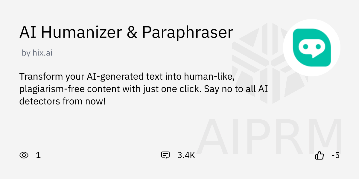 GPT "AI Humanizer & Paraphraser" by "hix.ai" - AIPRM for ChatGPT