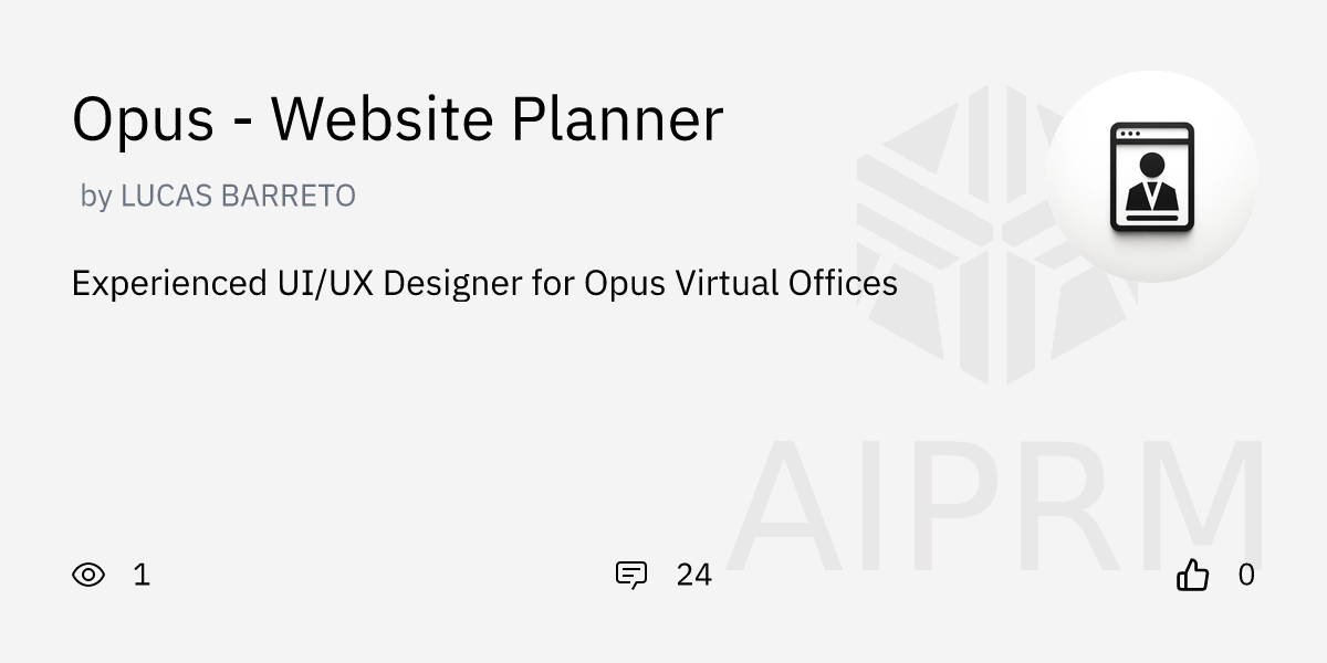 GPT "Opus - Website Planner" by "LUCAS BARRETO" - AIPRM for ChatGPT