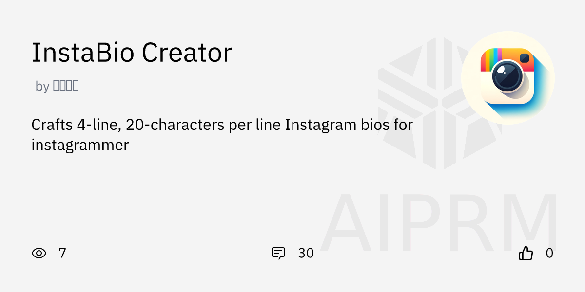 GPT "InstaBio Creator" by "뷰티사라" - AIPRM for ChatGPT