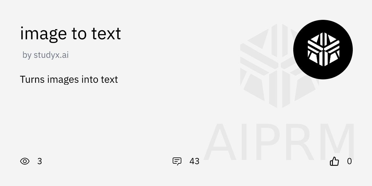 GPT "image to text" by "studyx.ai" - AIPRM for ChatGPT