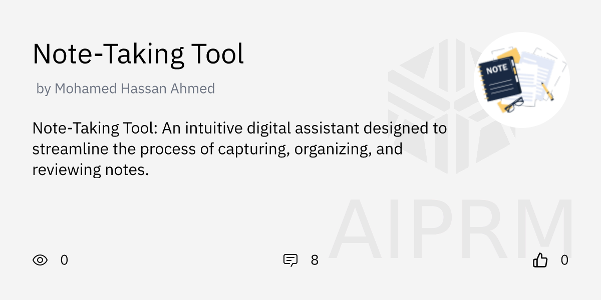 GPT "Note-Taking Tool" by "Mohamed Hassan Ahmed" - AIPRM for ChatGPT