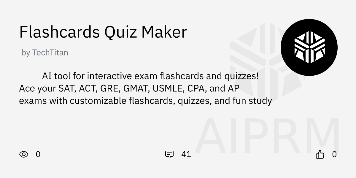 GPT "Flashcards Quiz Maker" by "TechTitan" - AIPRM for ChatGPT