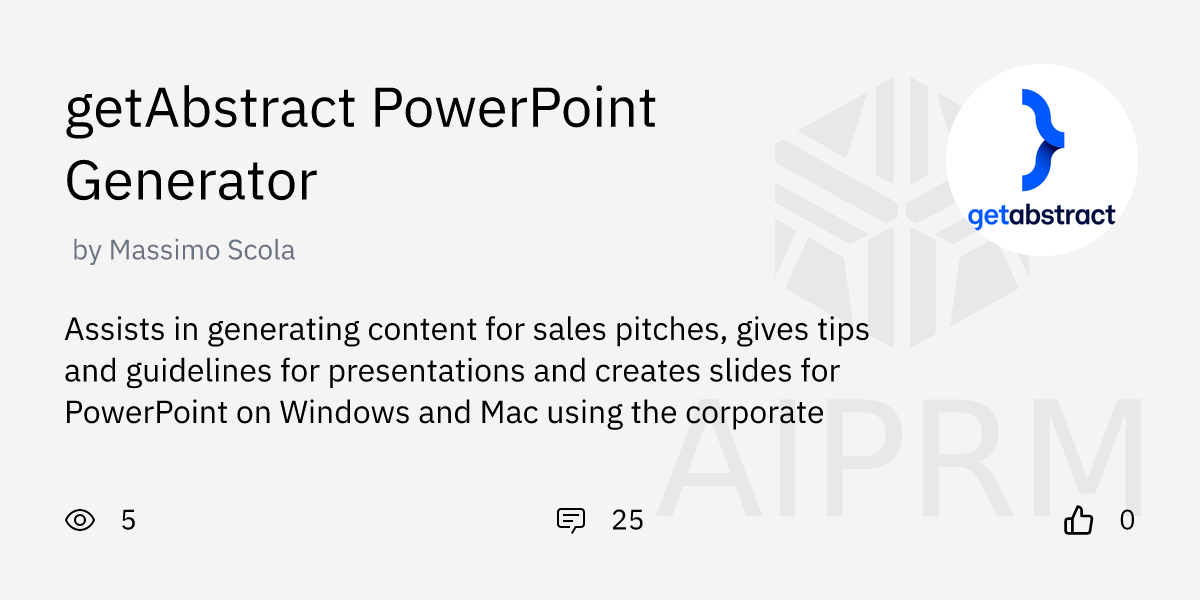 GPT "getAbstract PowerPoint Generator" by "Massimo Scola" - AIPRM for ...