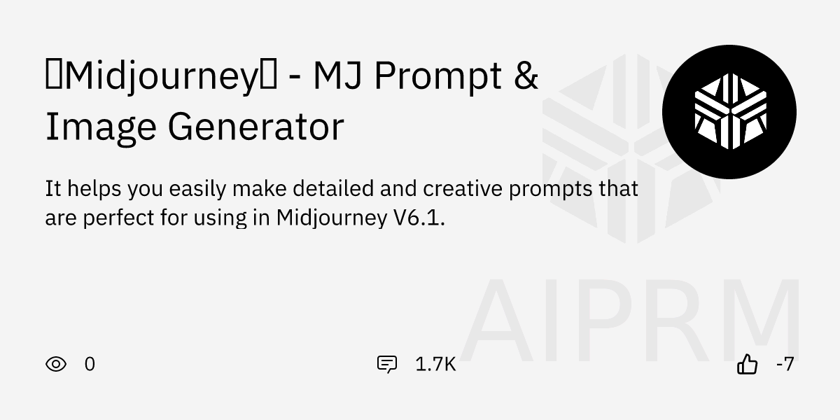 GPT "ロMidjourneyロ - MJ Prompt & Image Generator" - AIPRM for ChatGPT