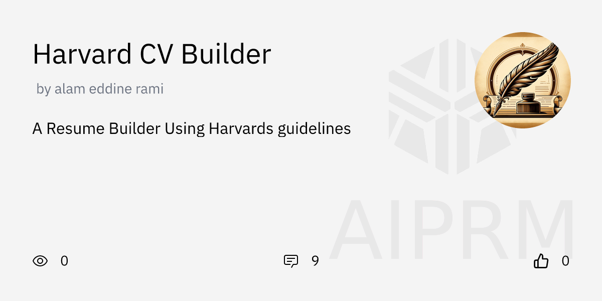 GPT "Harvard CV Builder" by "alam eddine rami" - AIPRM for ChatGPT