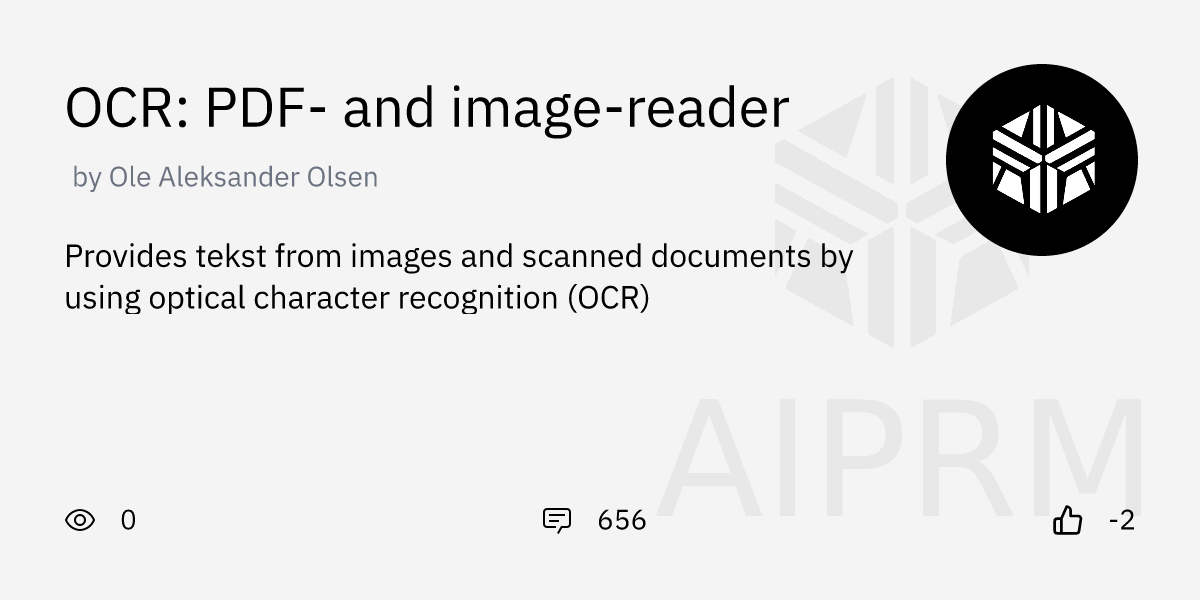 GPT "OCR: PDF- and image-reader" by "Ole Aleksander Olsen" - AIPRM for ChatGPT