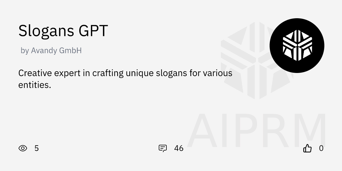 GPT "Slogans GPT" by "Avandy GmbH" - AIPRM for ChatGPT
