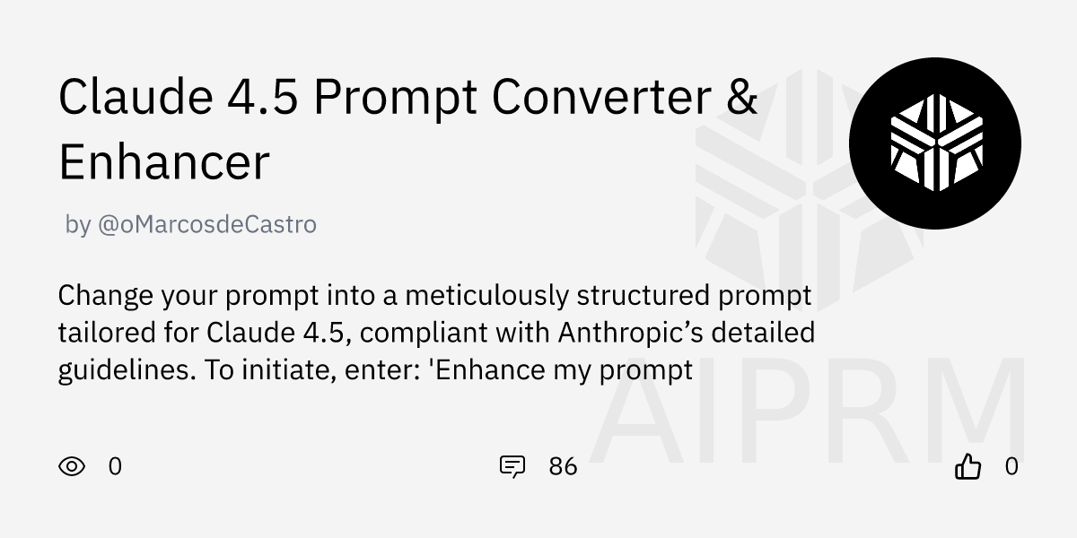 GPT "Claude 4 Prompt Converter & Enhancer" by "@oMarcosdeCastro ...