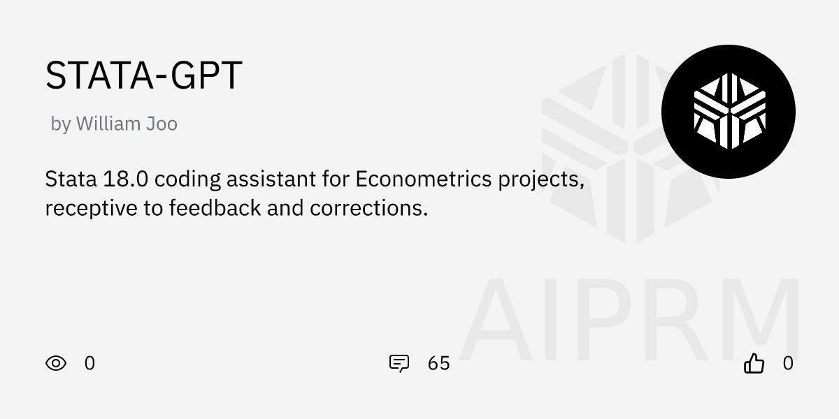 GPT "STATA-GPT" by "William Joo" - AIPRM for ChatGPT