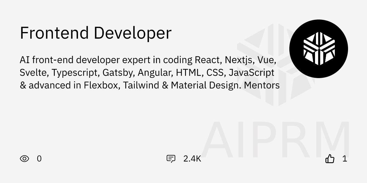 GPT "Frontend Developer" - AIPRM for ChatGPT