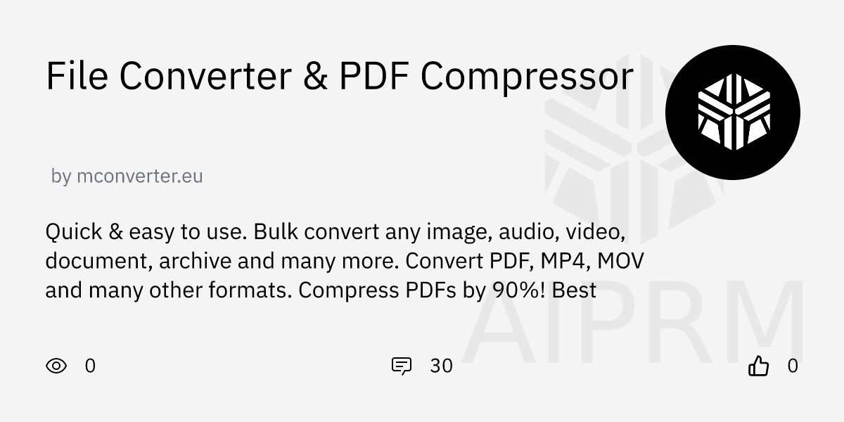 GPT "File Converter & PDF Compressor ⚡" by "mconverter.eu" - AIPRM for ChatGPT