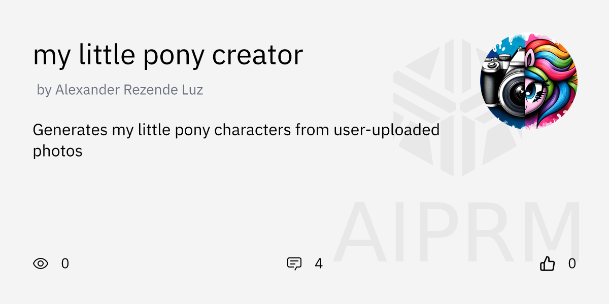 GPT "my little pony creator" by "Alexander Rezende Luz" - AIPRM for ChatGPT