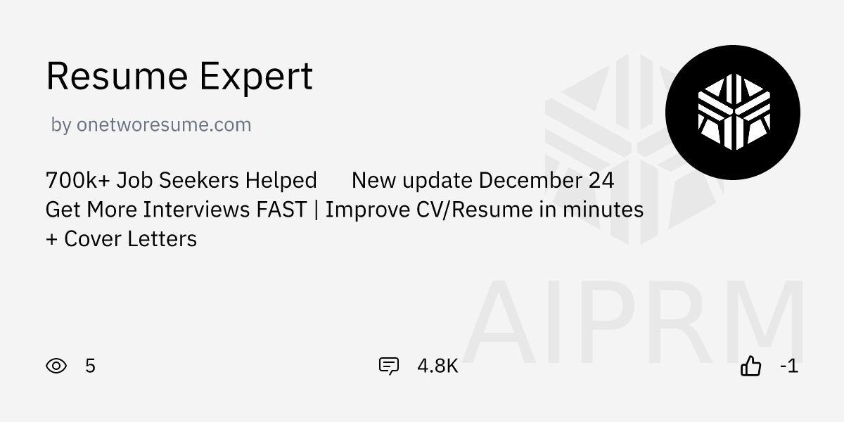 GPT "Resume Builder" by "andrey zagoruiko" - AIPRM for ChatGPT