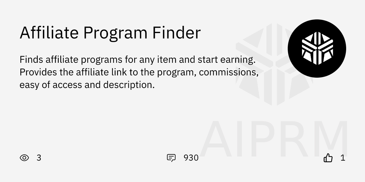 GPT "Affiliate Program Finder" - AIPRM for ChatGPT