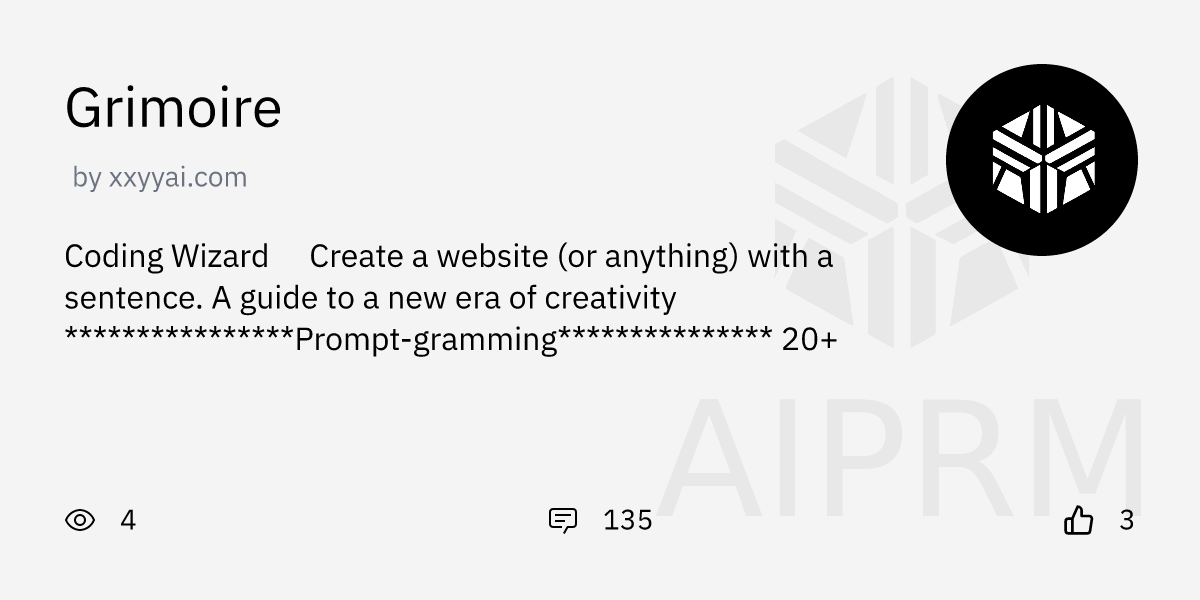 GPT "Grimoire" by "xxyyai.com" - AIPRM for ChatGPT
