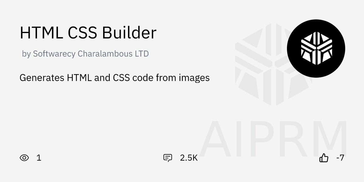 GPT "HTML CSS Builder" by "Softwarecy Charalambous LTD" - AIPRM for ChatGPT
