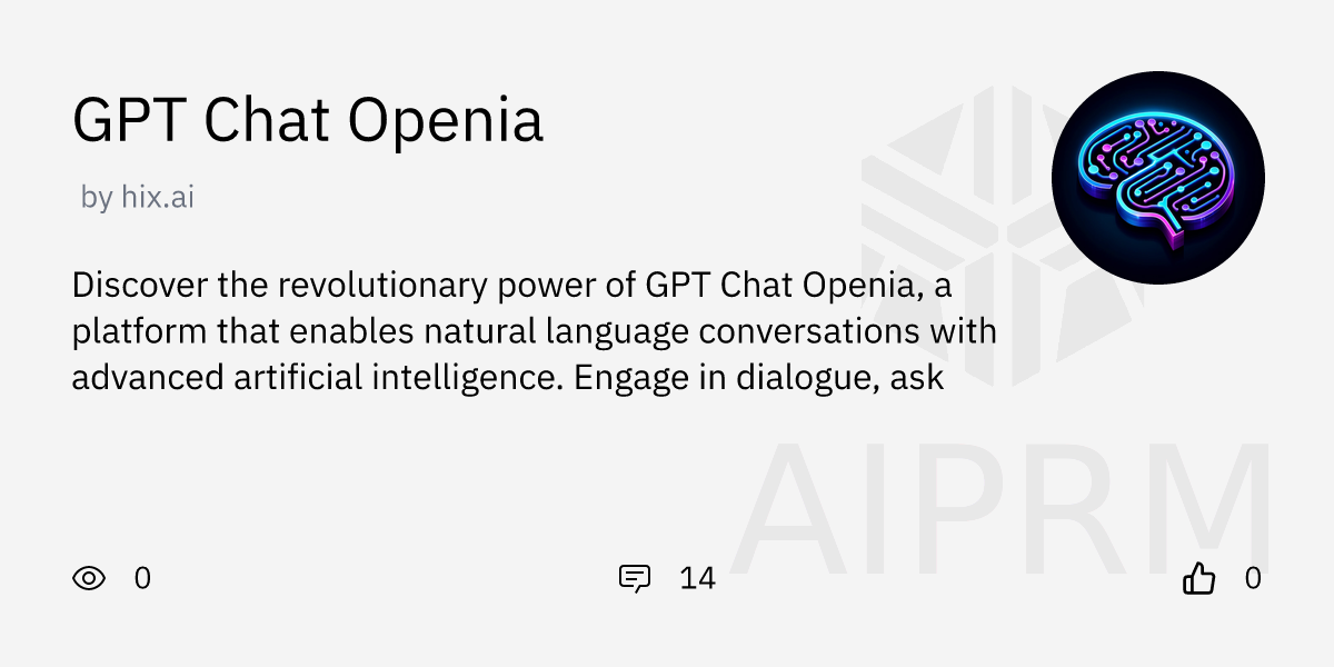 GPT "GPT Chat Openia" by "hix.ai" - AIPRM for ChatGPT