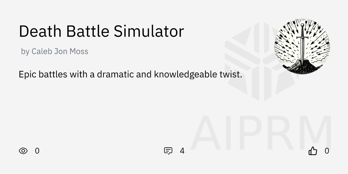 GPT "Death Battle Simulator" by "Caleb Jon Moss" - AIPRM for ChatGPT