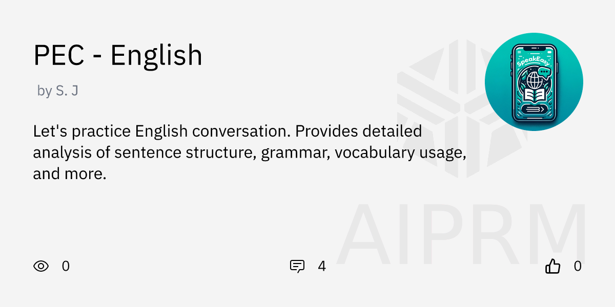 GPT "PEC - English" by "S. J" - AIPRM for ChatGPT