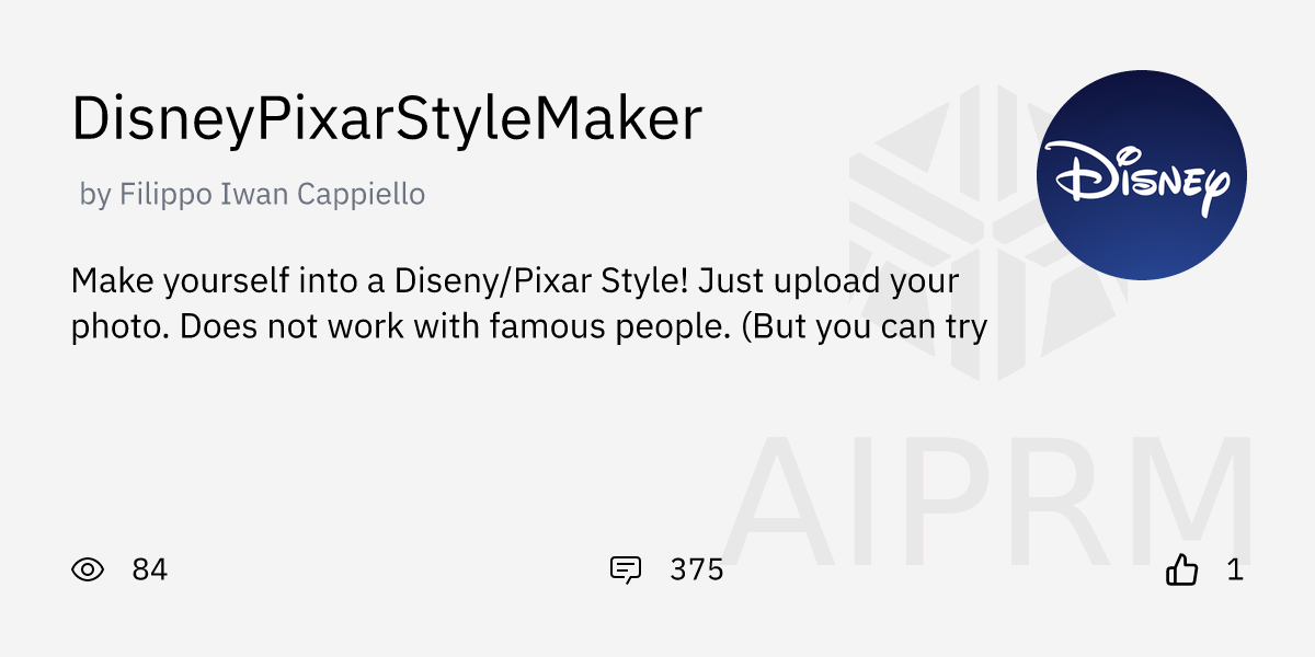 GPT "DisneyPixarStyleMaker" by "Filippo Iwan Cappiello" - AIPRM for ChatGPT