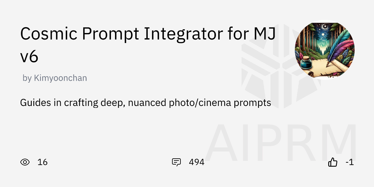 GPT "Cosmic Prompt Integrator for MJ v6" by "Kimyoonchan" - AIPRM for ...