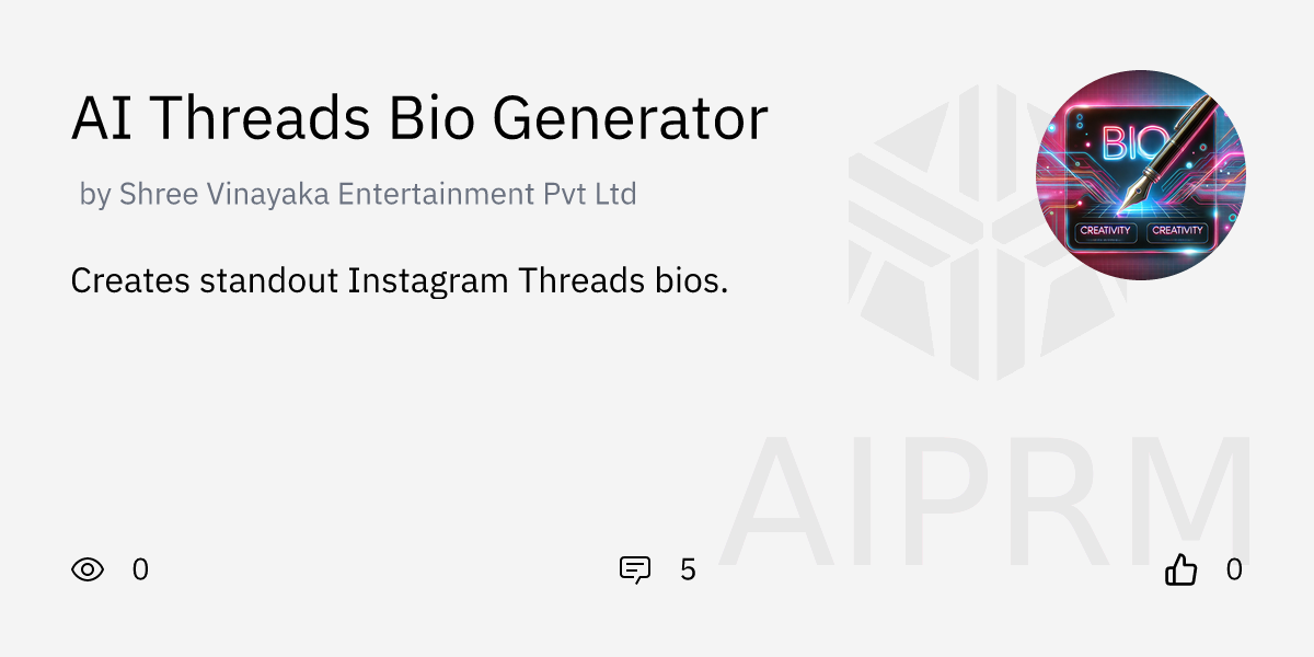 GPT "AI Threads Bio Generator" by "Shree Vinayaka Entertainment Pvt Ltd ...