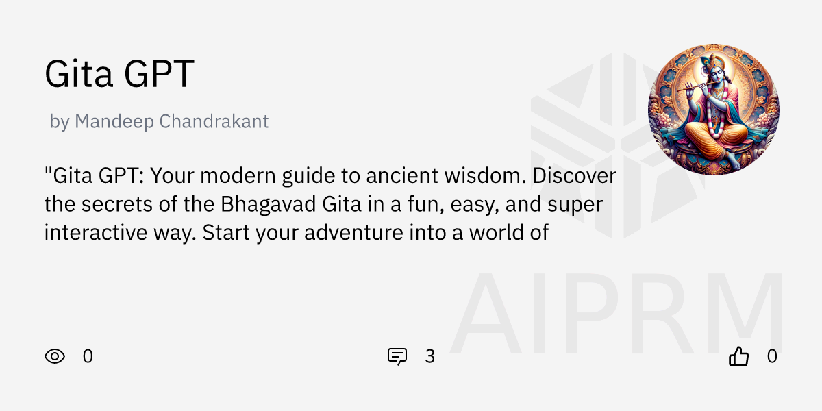 GPT "Gita GPT" by "Mandeep Chandrakant" - AIPRM for ChatGPT